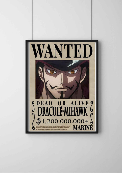 One Piece Wanted Poster |DRACULE MIHAWK one piece Bounty Poster - Pulp ...